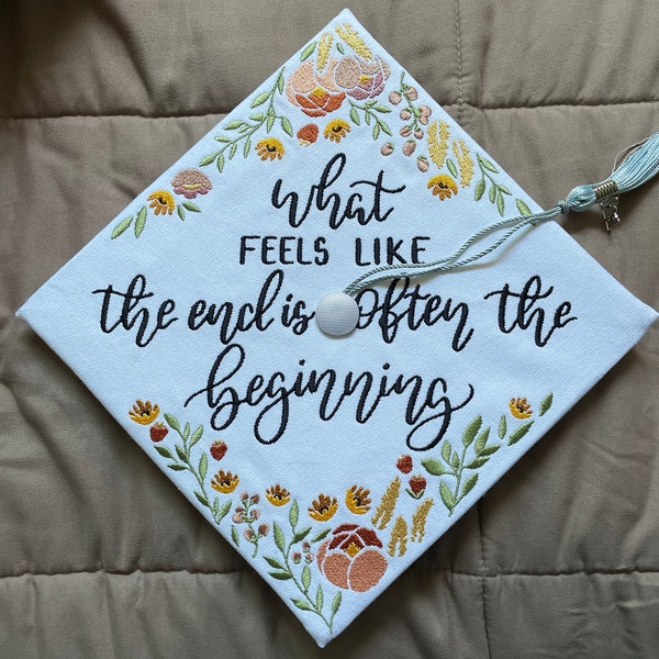 Embroidered Boho Graduation Cap Topper | Grad Cap Decoration Topper ...