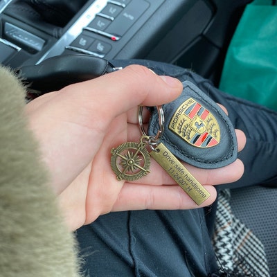 Bronze Compass Keychain Couples 8th Year Anniversary Gift - Etsy
