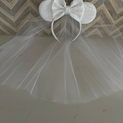 Bride Minnie Ears, Bride Mickey Ears With Veil , Rose Gold Bride Ears ...