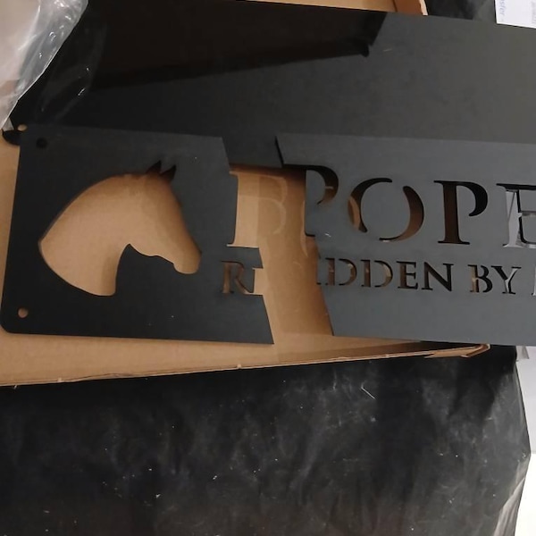 Horse Stable Name Sign, Classy New Laser Cut Design Matt Black With ...