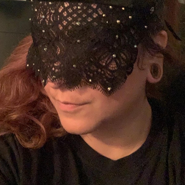 Masquerade Ball Mask Black Lace Full Face Mask Bachelorette Party Mask ...