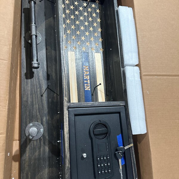 Police Duty Gear Rack With Lockbox Safe + FREE Metal Miranda Card ...