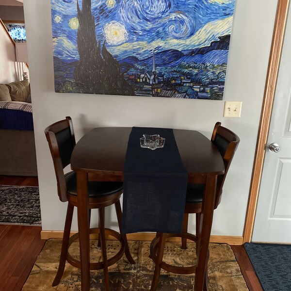 Navy Blue Linen Table Runner, Linen Table Cloth, Table Runner Wedding ...