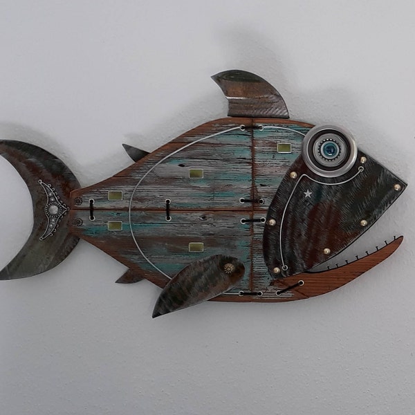 Fish Sculpture W 16 in X H 10 in Fish Decor Beach House Decor Wood Fish ...