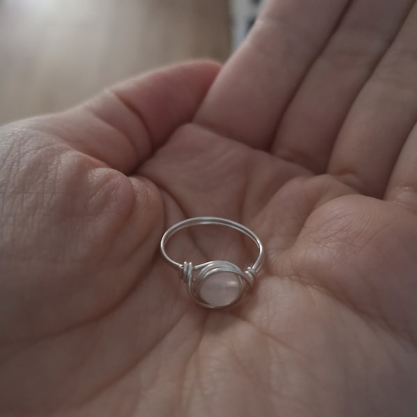 Sterling Silver Filled Gemstone Bead Ring. Wire Wrapped Bead Ring ...