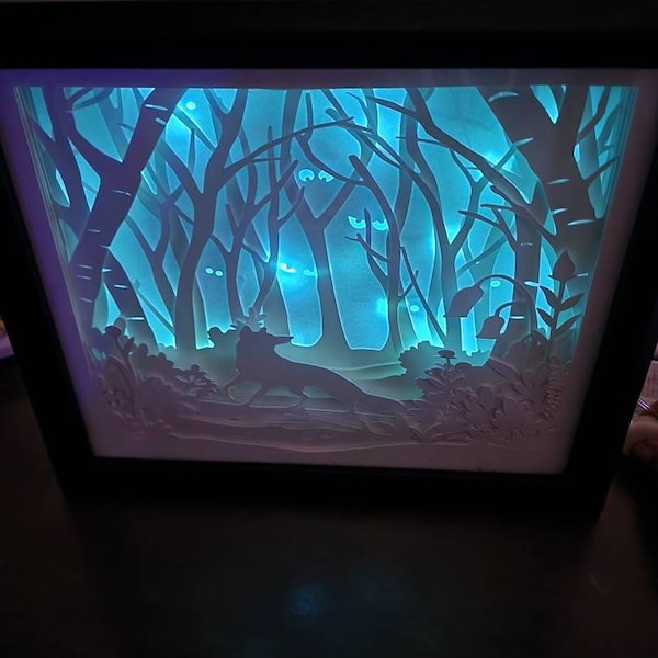 Fox in the Forest Lightbox Template, Paper Cut Shadow Box Template ...