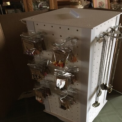 All White 4-sided Revolving Pegboard Countertop Display 19 X 8.5 Inches ...