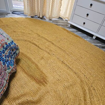 100% Natural Denim and Cotton Mix Fiber Rug, Blue Braided Area Oval Rug ...