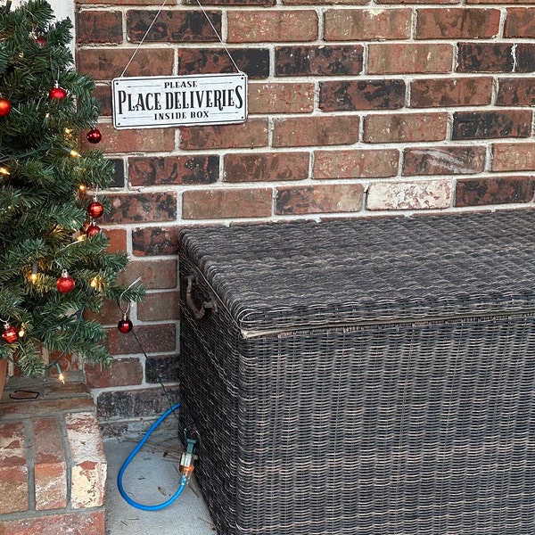 Place Deliveries Inside Box Metal Sign • Rustic Looking • Customizable ...