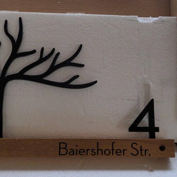 Modern House Numbers - Tree 02 Wooden & Acrylic Signs - African Teak ...