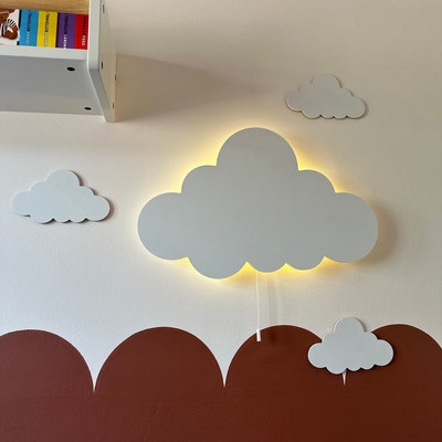 Nursery CLOUD Wall Light,wooden Wall Light, Kids Room Decor, Baby Room ...