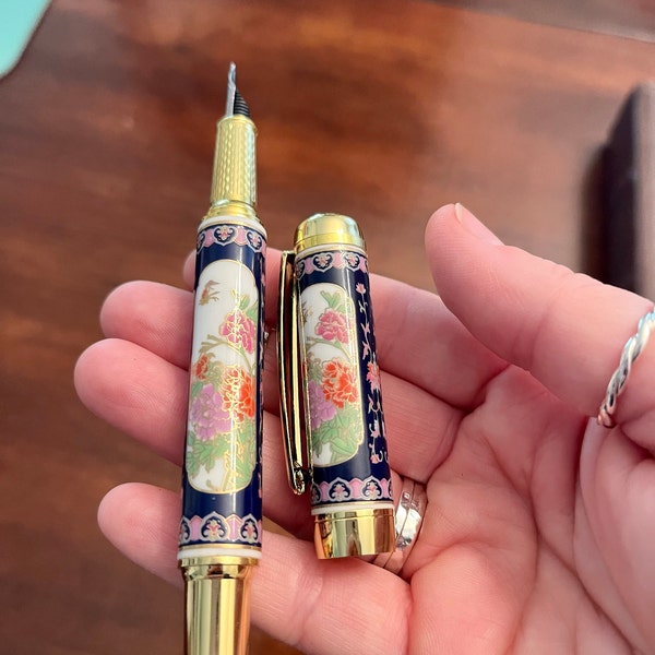 Ceramic Floral Asian Fountain Pen | Chinese Calligraphy M Nib Peonies ...