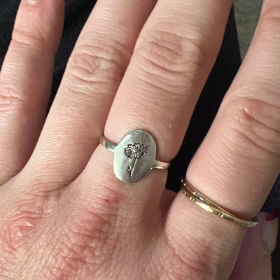 Birth Flower Ring Silver Birth Flower Ring Birth Flower - Etsy