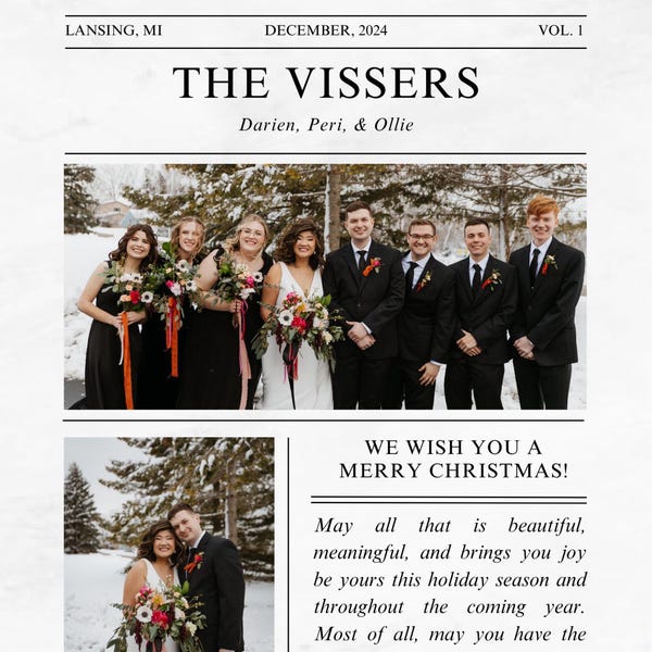 Christmas Newsletter Template Editable, Year in Review Christmas Card ...