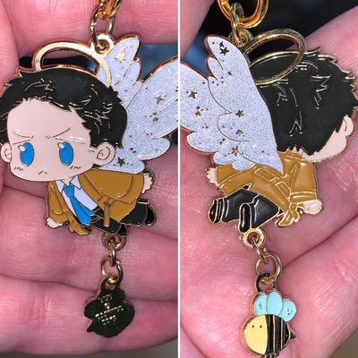 Castiel With Bee Enamel Charm/key Ringmore Glitter - Etsy