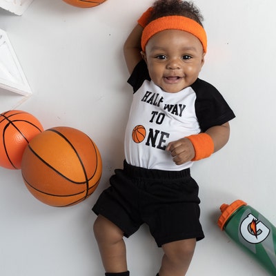 Personalized Basketball Half Birthday Uniform Jersey Headband ...
