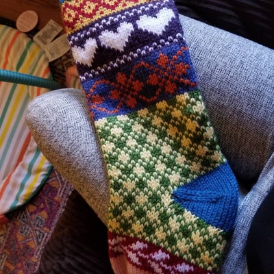 Knit Christmas Stocking Pattern, Fair Isle Stocking Pattern, Knitted ...