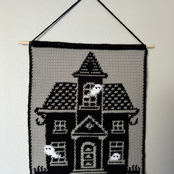 Haunted House Tapestry Crochet Pattern / Wall Art / Instant Download ...