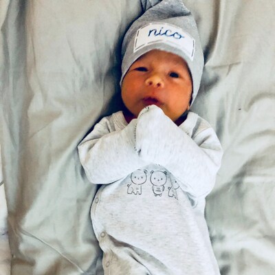 Hello Baby Boy Baby Monogramed Hat Name Hospital Hat - Etsy