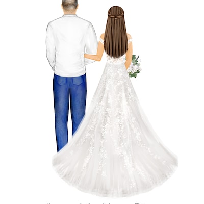 Personalized Bride and Dad Portrait Art DIGITAL Father of the Bride ...