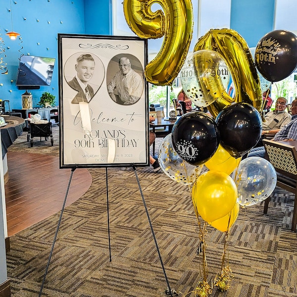 90th Birthday Welcome Sign, 90th Welcome Sign With Photo, Look Who's 90 ...