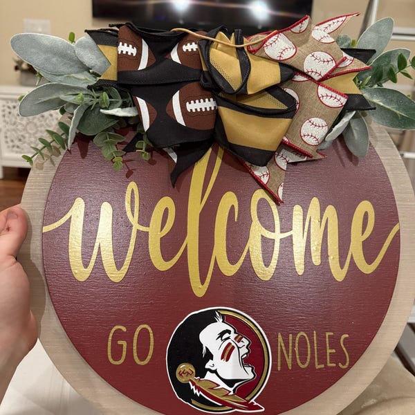 Florida State Front Door Decor | Noles Sign | FSU Wreath | Football ...