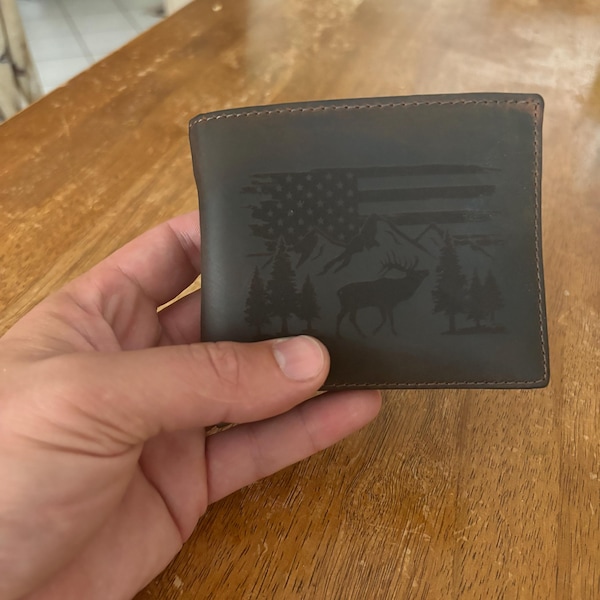 Mens Brown Leather Dog Hunting Wallet. RFID Blocking Genuine Leather ...