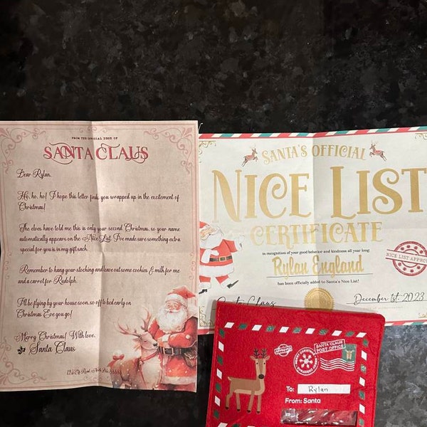 Editable Letter From Santa, Official Nice List Certificate From Santa ...