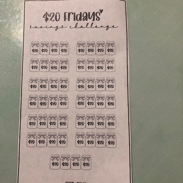 Digital New 20 Dollars Savings Challenge - Etsy