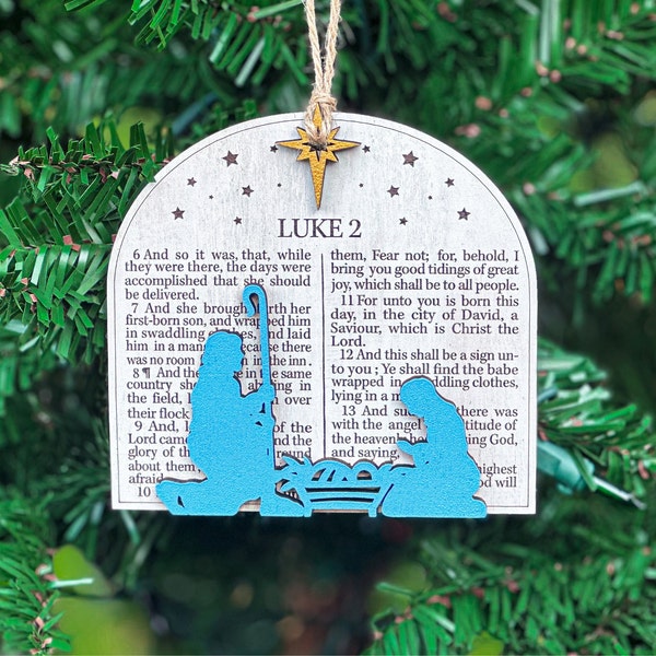 Stunning Luke 2 Bible Scripture Verses Nativity Christmas Ornament ...