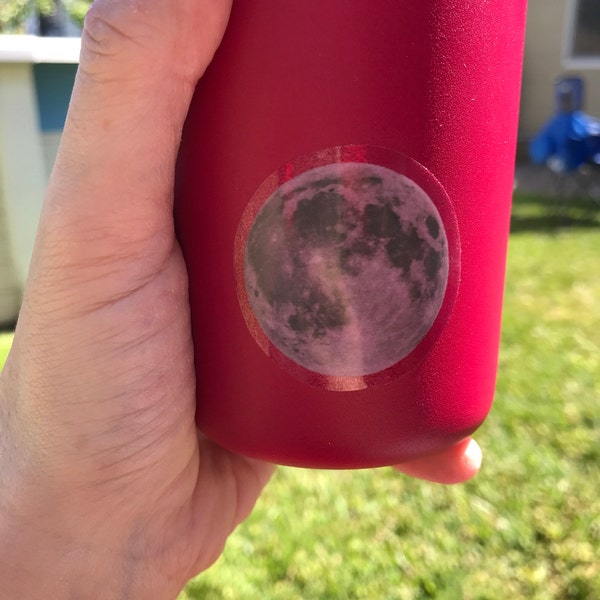 Full Moon Sticker, Moon Laptop Vinyl Cute Waterproof Tumbler Car Bumper ...