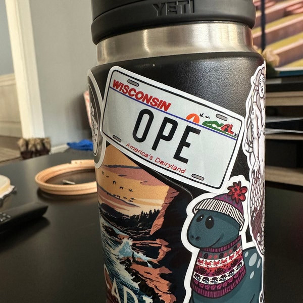 Wisconsin License Plate Sticker, OPE, Wisconsin Sticker, Waterproof ...