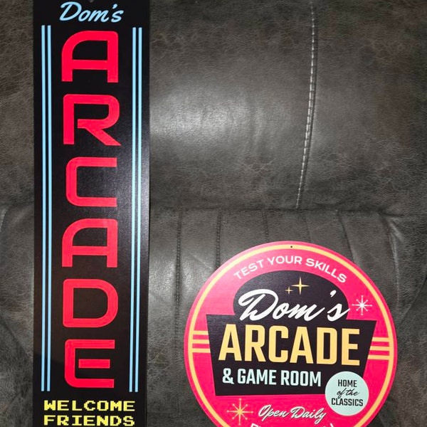 Arcade Sign Vertical, Gamer Gift, Custom Arcade Decor, Game Room Sign ...
