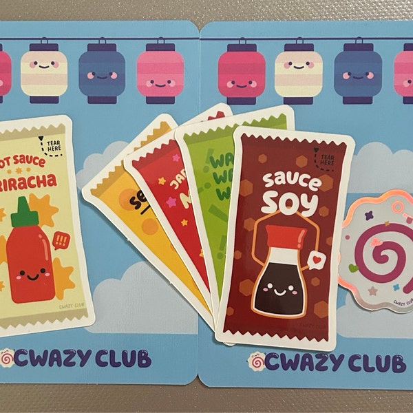 Asian Condiment Vinyl Sticker Pack | Asian Food Stickers | Kawaii Food ...