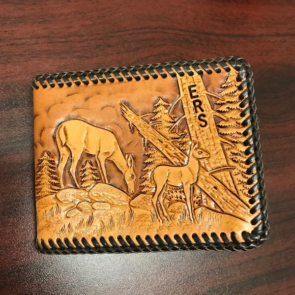 Leather Checkbook or Credit Card Wallet With Elk & Sheridan Floral ...