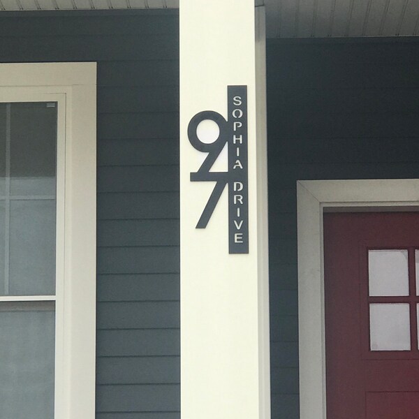 Outdoor Signs House Numbers Vertical, House Number Vertical Gift Mettal ...