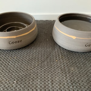 Ceramic Dog Bowls Set With Jute Pet Rug. Modern Pet Bowls With - Etsy