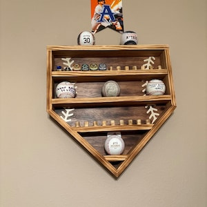 Rustic Baseball and Ring Display Holds 44 Rings/medals and 11 Baseballs ...