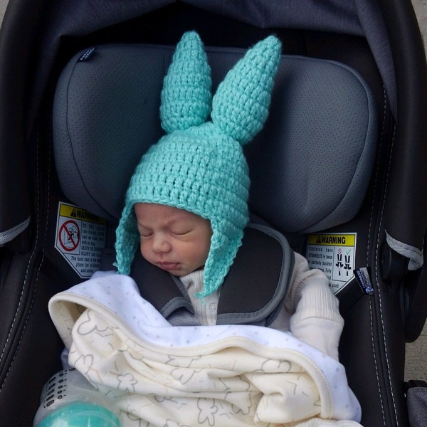 Pink Bunny Ear Flap Hat Rabbit Hat Costume for Girl Newborn Baby Adult ...