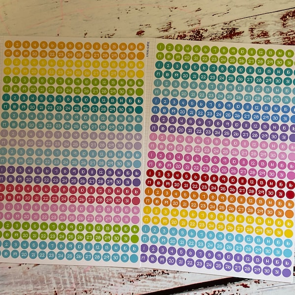 A Year of Date Dots Stickers, Planner Stickers, Removable - Etsy