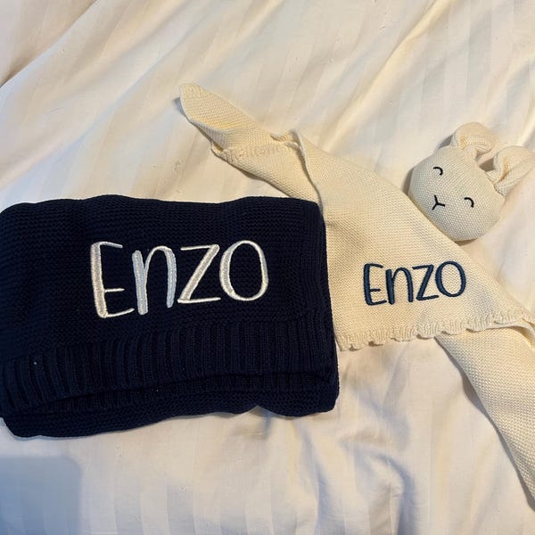 Baby Blanket Set, Embroidered Name, Stroller Blanket, Newborn Baby Gift ...