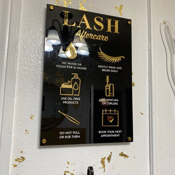 Lash Aftercare Advice Sign Acrylic Sign Salon Sign Aesthetics Aftercare ...