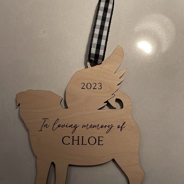 Pug Memorial Ornament, Pug Ornament, Pug Angel, Pug Memorial Gift, Pug ...