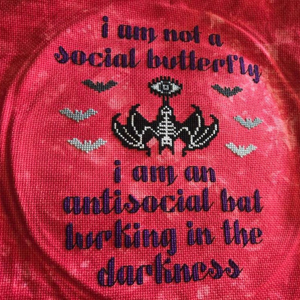 I Am Not A Social Butterfly I Am an Antisocial Bat Cross Stitch Pattern ...