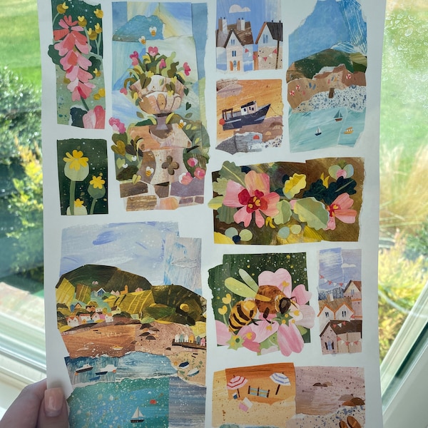 Square Boat Collage, Harbour Collage, Seaside Print - Etsy