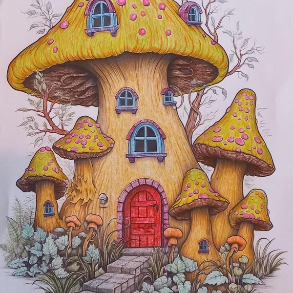 25 Enchanted Mushroom House Coloring Pages - Adult and Kids Coloring ...