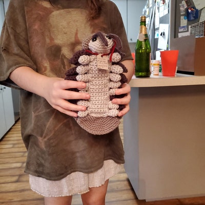 Pill Bug Plush Roly Poly Stuffed Crochet Animal Greyscale Gray Poseable ...