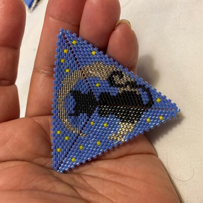 3d Peyote Triangle Pattern Moon Cat - Etsy