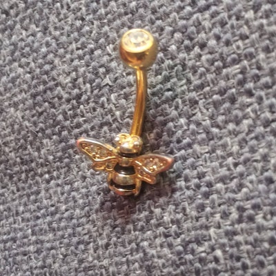 14G Bee Belly Button Ring/cz Belly Jewelry/navel Ring/navel Piercing ...