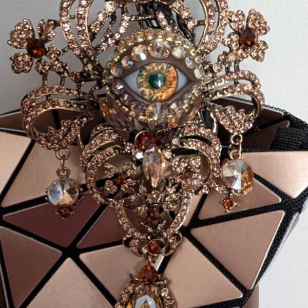 HUGE Epic Golden Topaz Eyeball Art Brooch (or Pendant With Loop) With a ...
